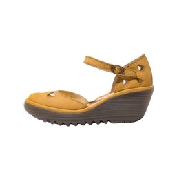Fly London Damen Keilpumps "Fly London Pumps Leder", Gr. 37gelb, Leder, Schuhe