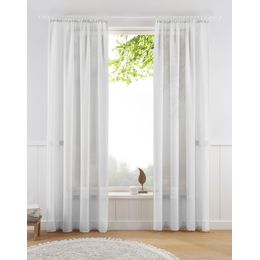 Gardine OTTO HOME, B:135cm H:145cm, wei&szlig;, Polyester, Wohnzimmer, Gardinen, "TENDER", Leinen Optik mit Struktur, monochrom, Bestseller