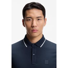 BOSS Orange Herren Poloshirt "Passertip"open blau464, Gr. M, unifarben, Piqu&eacute;, Obermaterial: 95% Baumwolle, 5% Elasthan, Shirts, mit BOSS Logo-Badge