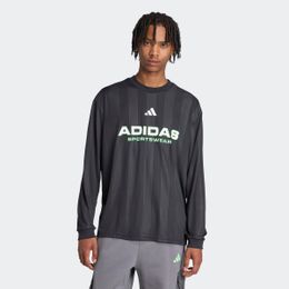 Herren Langarmshirt "LANG&Auml;RMELIGES JERSEY AUS JACQUARD", schwarz, Gr. XXL, adidas Sportswear, Obermaterial: 100% Polyester, Shirts