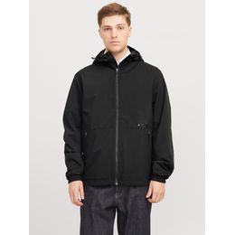Jack & Jones JACK & JONES Herren Outdoorjacke "JJEURBAN Jacke mit Kapuze, elastischem Bund und Taschen", schwarz, Gr. M, unifarben, Web, Obermaterial: 100%