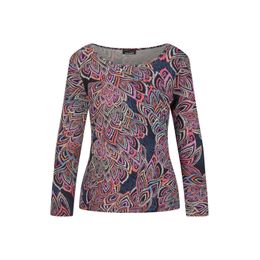 GOLDNER Damen Print-Shirt "Langarm Printshirt, U-Boot-Ausschnitt", schwarz, Gr. 40, Obermaterial: 95% Viskose CV. 5% Elasthan EL., Shirts,