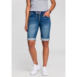 Kangaroos Damen Jogg-Jeansbermudas, blau, Basic, Gr. 32, unifarben, Denim/Jeans, Obermaterial: 59% Baumwolle, 40% Polyester, 1% Elasthan, Jeans,