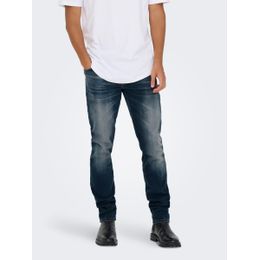 Only & Sons ONLY & SONS Herren Slim-fit-Jeans "LOOM LIFE", blau, Gr. 33, unifarben, Denim/Jeans, Obermaterial: 92% Baumwolle, 6% Elastomultiester, 2% Elasthan,
