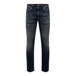Only & Sons ONLY & SONS Herren Slim-fit-Jeans "LOOM LIFE", blau, Gr. 32, unifarben, Denim/Jeans, Obermaterial: 92% Baumwolle, 6% Elastomultiester, 2% Elasthan,