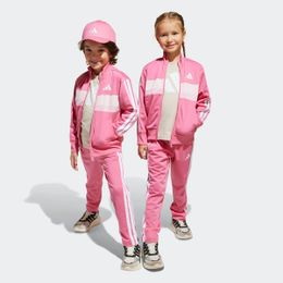 Jungen Trainingsanzug "SEASONAL ESSENTIALS TIBERIO 3-STREIFEN TRICOT KIDS", rosa, Gr. 122, adidas Sportswear, Obermaterial: 100% Polyester,