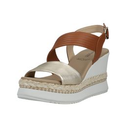 Nero Giardini Damen Keilsandalette "Nero Giardini Sandalen Leder", Gr. 37, gold, Leder, Schuhe