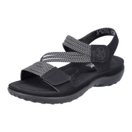 Rieker Damen Riemchensandale, Gr. 36, schwarz, Nubuklederimitat, Schuhe, Sommerschuh, Sandalette, Keilabsatz, mit Gummiz&uuml;gen