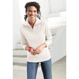 Casual Looks Damen Troyer "Pullover", wei&szlig;, Gr. 44, meliert, unifarben, 50% Baumwolle, 50% Polyacryl, Pullover