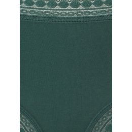 Lascana Damen Panty, Gr. 32, gr&uuml;n, Jersey, Obermaterial: 95% Baumwolle, 5% Elasthan. Spitze: 90% Polyamid, 10% Elasthan, unifarben, Unterhosen, aus