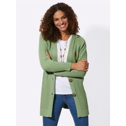 Casual Looks Damen Longstrickjacke, gr&uuml;n, Gr. 40, unifarben, 50% Baumwolle, 50% Polyacryl, Strickjacken
