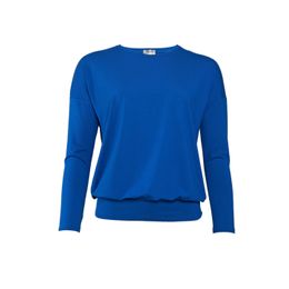 Seidel Moden Damen Langarmshirt, blau, Gr. 50, unifarben, Jersey, Obermaterial: 95% Viskose, 5% Elasthan, Shirts, mit breitem, elastischen Bund -