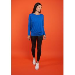 Seidel Moden Damen Langarmshirt, blau, Gr. 48, unifarben, Jersey, Obermaterial: 95% Viskose, 5% Elasthan, Shirts, mit breitem, elastischen Bund -