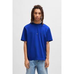 HUGO BLUE Herren T-Shirt "Nieros", blau, Gr. XL, unifarben, Single Jersey, Obermaterial: 100% Baumwolle, Shirts, mit Logo-Patch