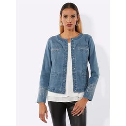 CR&Eacute;ATION L CREATION L Damen Jeansjacke, blau, Gr. 44, unifarben, 56% Baumwolle, 19% Polyester, 14% Lyocell, 10% Viskose, 1% Elasthan, Jacken