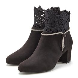 Lascana Damen Stiefelette "Stiefel, Boots", Gr. 36, schwarz, Obermaterial: 100% Textilmaterial. Decksohle: 100% Lederimitat. Futter: 100%