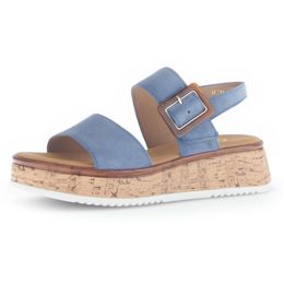 Gabor Damen Plateausandaletten "RHODOS", Gr. 41, blau, Ziegenveloursleder, unifarben, Schuhe, Keilabsatz, Sommerschuh in bequemer Schuhweite G (=