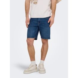 Only & Sons ONLY & SONS Herren Shorts "ONSWEFT BOX PIM DNM SHORTS VD"medium blau denim, Gr. M, unifarben, Web, Obermaterial: 50% Baumwolle, 30% Polyester, 18%