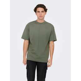 Only & Sons ONLY & SONS Herren Rundhalsshirt "ONSFRED RLX SS TEE", grau, Gr. M, unifarben, Single Jersey, Obermaterial: 100% Baumwolle, Shirts, Baumwolle,