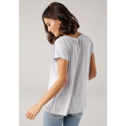 Laura Scott Damen Shirtbluse, grau, Gr. 42, bedruckt, metallic, unifarben, Web, Obermaterial: 100% Polyester. R&uuml;ckenteil: 95% Viskose, 5% Elasthan,
