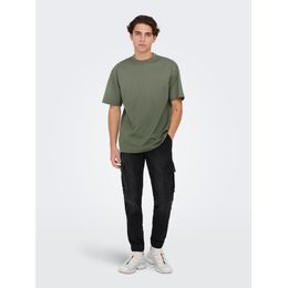 Only & Sons ONLY & SONS Herren Rundhalsshirt "ONSFRED RLX SS TEE", grau, Gr. S, unifarben, Single Jersey, Obermaterial: 100% Baumwolle, Shirts, Baumwolle,