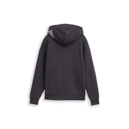 Tom Tailor Jungen Sweatshirt, grau, Gr. 128, unifarben, Sweatware, Obermaterial: 100% Baumwolle, Sweatshirts, mit Schriftzug auf Kapuze