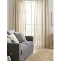 Vorhang WIRTH, B:141cm H:175cm, beige, Jacquard, Baumwolle, Polyester, Wohnzimmer, Gardinen, "Sunday", nach Ma&szlig;