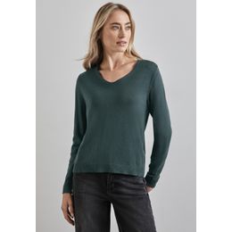 Street One Damen Strickpullover, gr&uuml;n, Gr. 34, unifarben, Stoff, 60% Viskose, 40% Baumwolle, Pullover, mit V-Ausschnitt