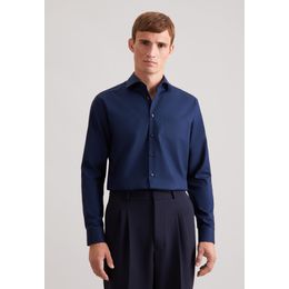 Seidensticker Herren Businesshemd "Schwarze Rose", blau, Gr. 45, unifarben, 100% Baumwolle, Hemden, Regular 1/1 Kentkragen Uni