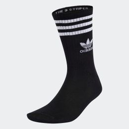 Herren Sportsocken "3 STRIP CRW 6PP", adidas originals, Gr. M, schwarz, Obermaterial: 52% Baumwolle, 44% Polyester, 3% Elasthan, 1% sonstige Fasern,