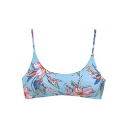 Lascana Damen Bustier-Bikini-Top "Malia", blau, Gr. 32, bedruckt, floral, Microfaser, Microfaser, Polyamid, Bikini-Oberteile, mit tropischem Print