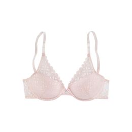 s.Oliver Damen Push-up-BH "Amelie", Gr. 70, rosa, Spitze, Obermaterial: 60% Polyamid, 35% Polyester, 5% Elasthan, BHs, aus floraler, transparenter