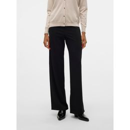 V&eacute;ro Moda VERO MODA Damen Schlupfhose "VMBERLIN ZAMIRA MW WIDE PANT NOOS", schwarz, Gr. M, unifarben, Milano Rib, Obermaterial: 95% Polyester, 5% Elasthan,