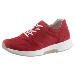 ROLLINGSOFT Damen Keilsneaker, Gr. 35, rot, Kalbsleder, Textil, Veloursleder, Schuhe, Freizeitschuh, Halbschuh, Schn&uuml;rschuh im sommerlichem