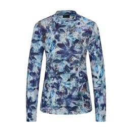 GOLDNER Damen Kurzarmshirt "Langarm Jersey-Shirt mit Allover-Druck", blau, Gr. 44, Obermaterial: 62% Polyester PES. 33% Viskose CV. 5% Elasthan EL.,