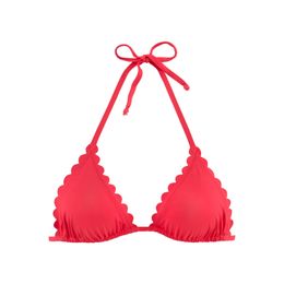 Lascana Damen Triangel-Bikini-Top "Scallop", rot, Gr. 32, unifarben, Microfaser, Microfaser, Bikini-Oberteile, mit gelaserter Wellenkannte