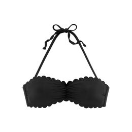 Lascana Damen Bandeau-Bikini-Top "Scallop", schwarz, Gr. 34, unifarben, Polyamid, Bikini-Oberteile, mit gelaserter Wellenkante