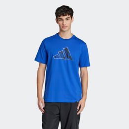 Herren T-Shirt "LOGO GRAPHIC", blau, Gr. L, adidas Sportswear, Obermaterial: 100% Baumwolle, Shirts, sportlicher Stil, aus Baumwolle, pflegeleicht