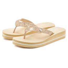 Venice Beach Damen Badezehentrenner "Sandale, Badeschuh, Badelatsche, Flip Flop, Badeschlappe, Pantolette", Gr. 38, gold, Obermaterial: 100%
