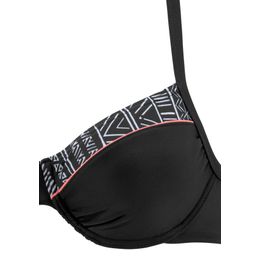 Kangaroos Damen B&uuml;gel-Bikini, schwarz, Gr. 46, kontrastfarbene Details, unifarben mit Farbeinsatz, Polyamid, Bikini-Sets, mit modischem Print,