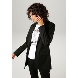 Aniston CASUAL Damen Longblazer, schwarz, Gr. 46, unifarben, Jersey, Obermaterial: 63% Polyester, 32% Viskose, 5% Elasthan. Futter: 100% Polyester,