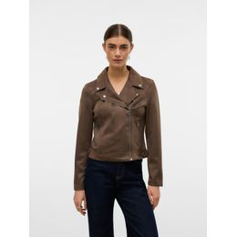 V&eacute;ro Moda VERO MODA Damen Bikerjacke "VMJOSE SHORT FAUX SUEDE JACKET GA NOOS", braun, Gr. L, unifarben, Web, Obermaterial: 90% Polyester, 10% Elasthan, Jacken,