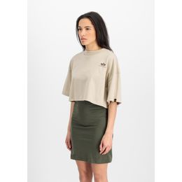 T-Shirt Alpha Industries "Basic T-Shirt SL Cropped PP W", Damen, Gr. L, organic beige, Obermaterial: 100% Baumwolle, Shirts T-Shirt