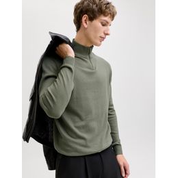 Jack & Jones JACK & JONES Herren Troyer "JJEEMIL KNIT HALF ZIP NOOS", gr&uuml;n, Gr. M, unifarben, Strick, Obermaterial: 60% Baumwolle, 20% Nylon, 20% Viskose,