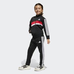 Jungen Trainingsanzug "LK 3S TIB TS", schwarz-wei&szlig;, Gr. 128, adidas Sportswear, Obermaterial: 100% Polyester, Sportanz&uuml;ge