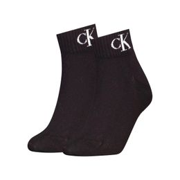 Damen Kurzsocken "CKJ WOMEN QUARTER MONOGRAM", Calvin Klein Jeans, Gr. 35, schwarz, Baumwollmischung, unifarben, Socken, mit Logostickerei