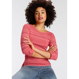 Kangaroos Damen Langarmshirt, rosa, Gr. 48, bedruckt, gemustert, Rippware, Obermaterial: 100% Baumwolle, Shirts, sehr figurbetonte Passform, mit
