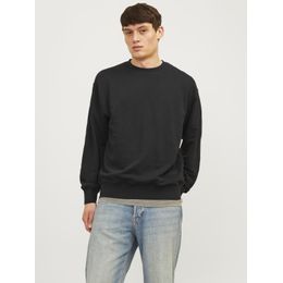 Jack & Jones JACK & JONES Herren Sweatshirt "JJECHARGE SWEAT CREW NECK NOOS", schwarz, Gr. XS, unifarben, angeraute Sweatware, Obermaterial: 60% Baumwolle, 40%