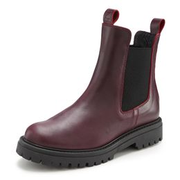 ELBSAND Damen Stiefelette "Chelseaboots, Schlupfstiefel, Bikerboots, Sommerstiefelette", Gr. 43, rot, Obermaterial: 100% Rindsleder. Decksohle: 100%