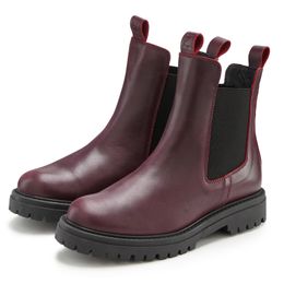 ELBSAND Damen Stiefelette "Chelseaboots, Schlupfstiefel, Bikerboots, Sommerstiefelette", Gr. 39, rot, Obermaterial: 100% Rindsleder. Decksohle: 100%